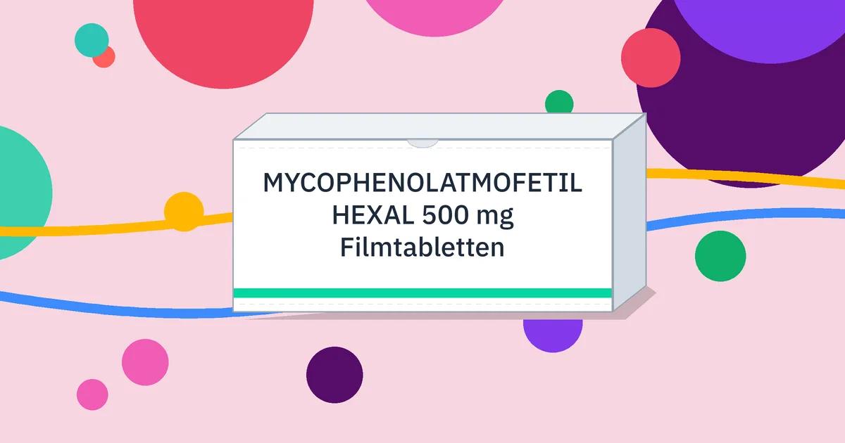 Symbolbild: Packung mit der Aufschrift MYCOPHENOLATMOFETIL HEXAL 500 mg Filmtabletten (PZN 12907679) – Verfügbarkeit und Bezug in Apotheken in Frankfurt am Main