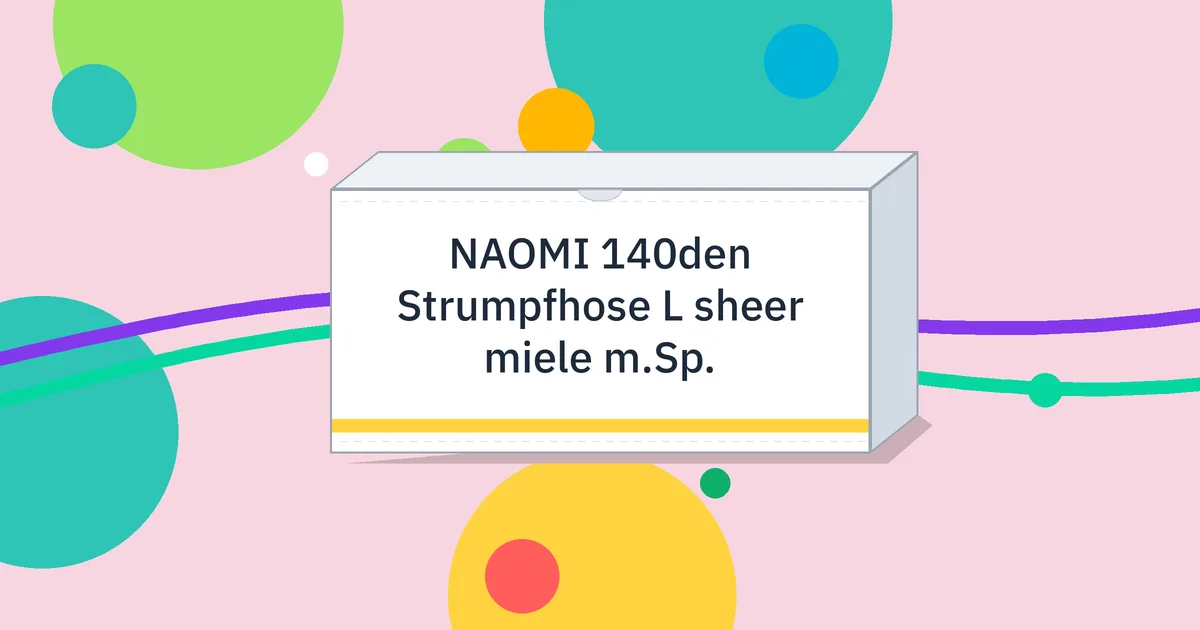 Symbolbild: Packung mit der Aufschrift NAOMI 140den Strumpfhose L sheer miele m.Sp. (PZN 16178295) – Verfügbarkeit und Bezug in Apotheken in Frankfurt am Main