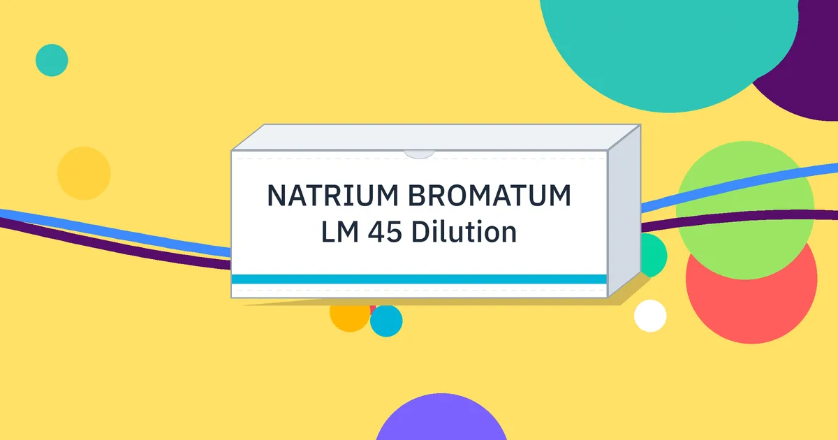 Symbolbild: Packung mit der Aufschrift NATRIUM BROMATUM LM 45 Dilution (PZN 12961466) – Verfügbarkeit und Bezug in Apotheken in Frankfurt am Main