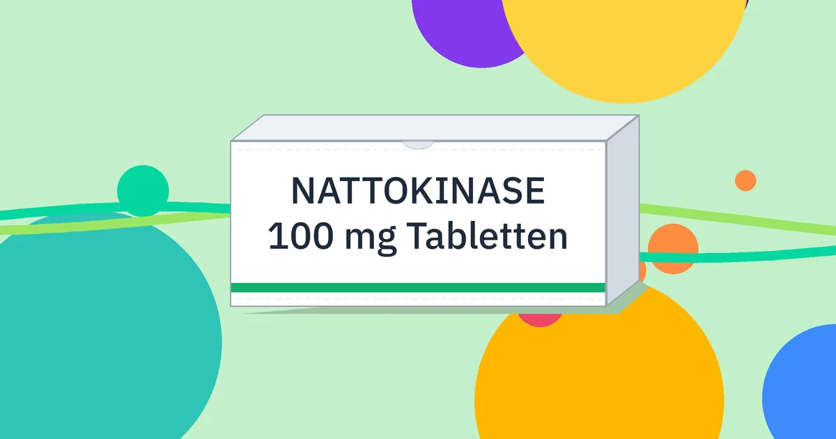 Symbolbild: Packung mit der Aufschrift NATTOKINASE 100 mg Tabletten (PZN 16387633) – Verfügbarkeit und Bezug in Apotheken in Frankfurt am Main