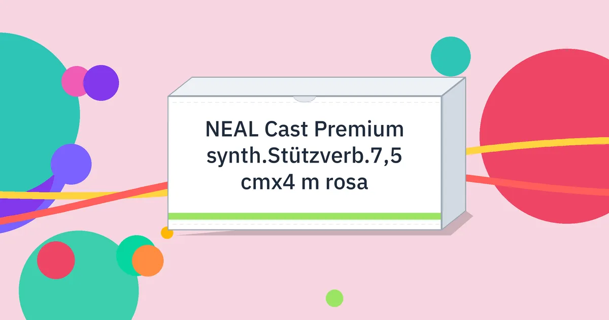 Symbolbild: Packung mit der Aufschrift NEAL Cast Premium synth.Stützverb.7,5 cmx4 m rosa (PZN 17302225) – Verfügbarkeit und Bezug in Apotheken in Frankfurt am Main