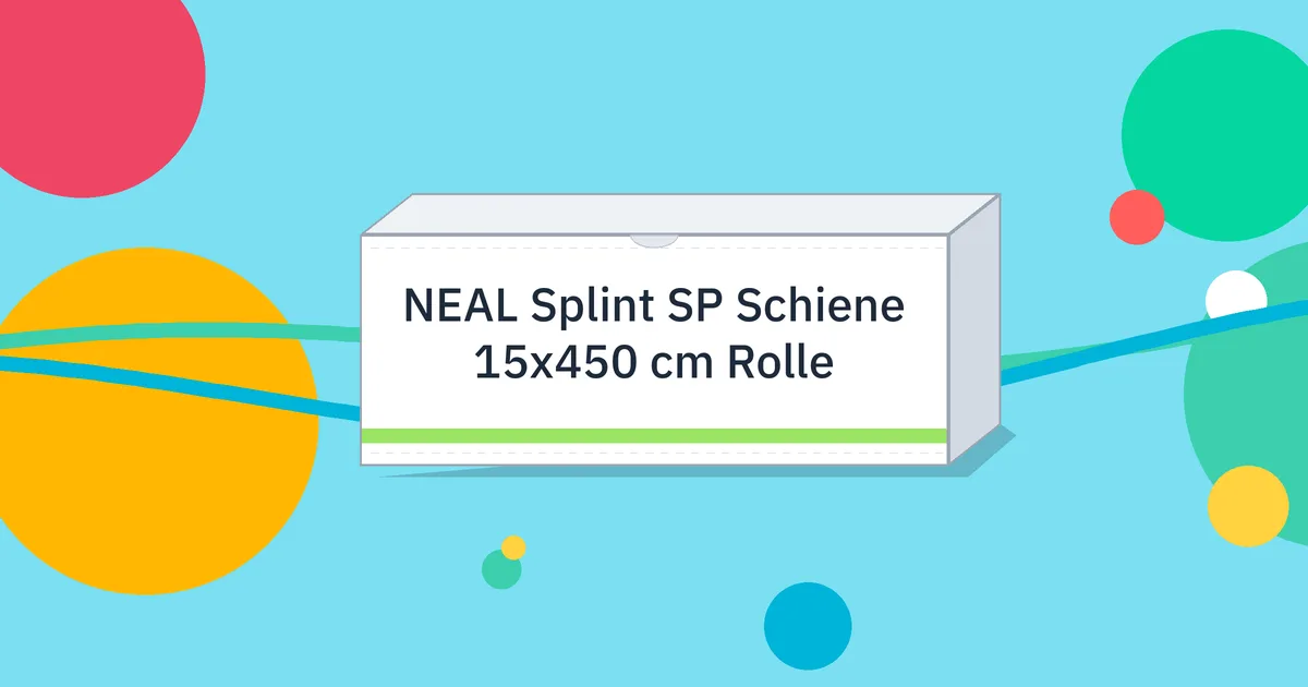 Symbolbild: Packung mit der Aufschrift NEAL Splint SP Schiene 15x450 cm Rolle (PZN 19206767) – Verfügbarkeit und Bezug in Apotheken in Frankfurt am Main