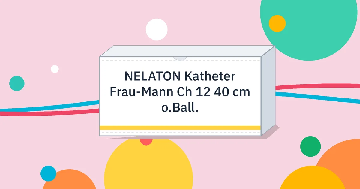 Symbolbild: Packung mit der Aufschrift NELATON Katheter Frau-Mann Ch 12 40 cm o.Ball. (PZN 09092179) – Verfügbarkeit und Bezug in Apotheken in Frankfurt am Main