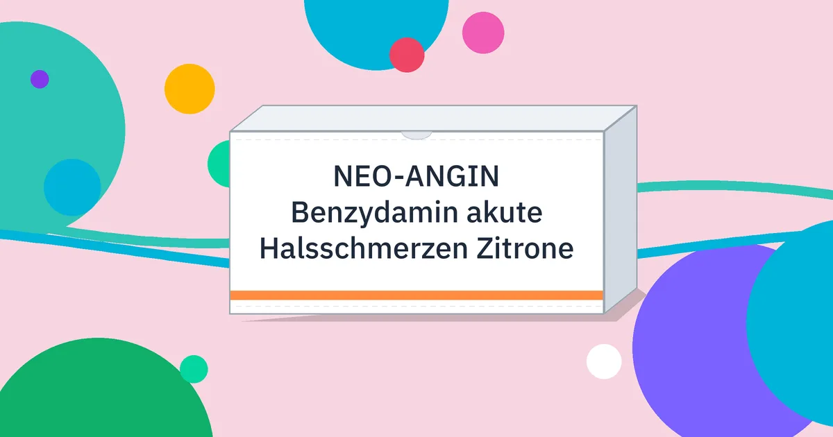 Symbolbild: Packung mit der Aufschrift NEO-ANGIN Benzydamin akute Halsschmerzen Zitrone (PZN 17250066) – Verfügbarkeit und Bezug in Apotheken in Frankfurt am Main