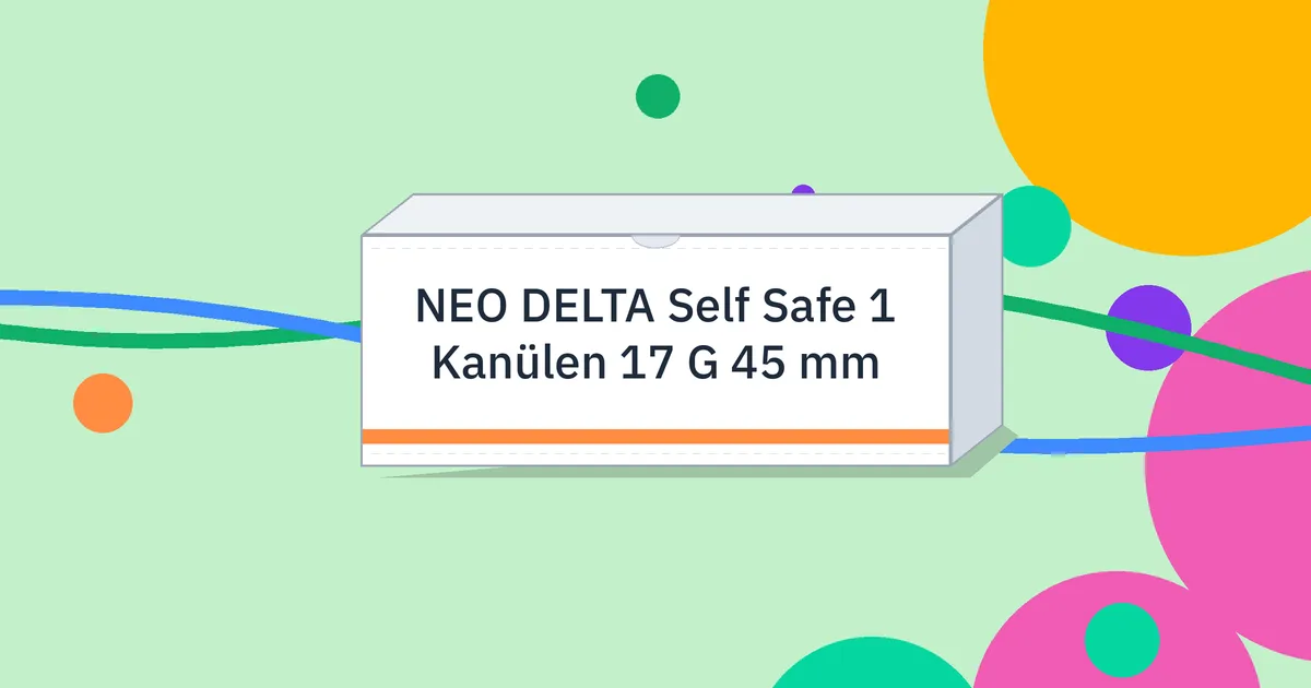 Symbolbild: Packung mit der Aufschrift NEO DELTA Self Safe 1 Kanülen 17 G 45 mm (PZN 07767035) – Verfügbarkeit und Bezug in Apotheken in Frankfurt am Main
