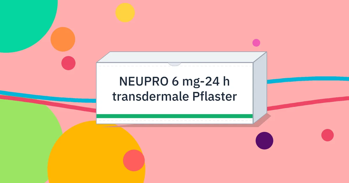 Symbolbild: Packung mit der Aufschrift NEUPRO 6 mg-24 h transdermale Pflaster (PZN 05381633) – Verfügbarkeit und Bezug in Apotheken in Frankfurt am Main