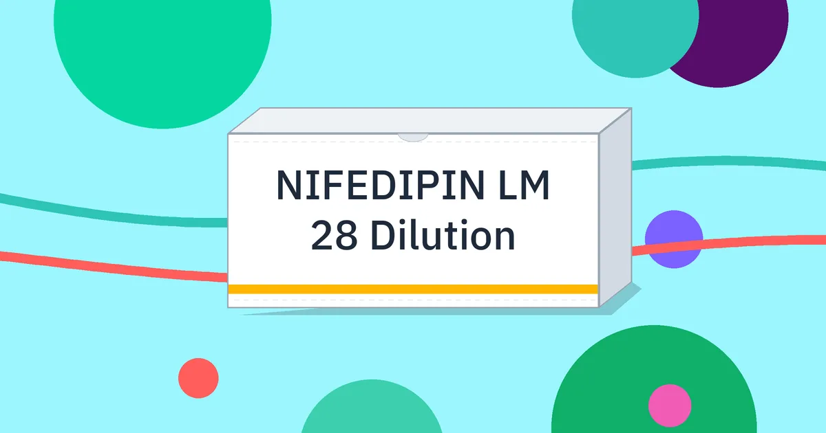 Symbolbild: Packung mit der Aufschrift NIFEDIPIN LM 28 Dilution (PZN 12969723) – Verfügbarkeit und Bezug in Apotheken in Frankfurt am Main