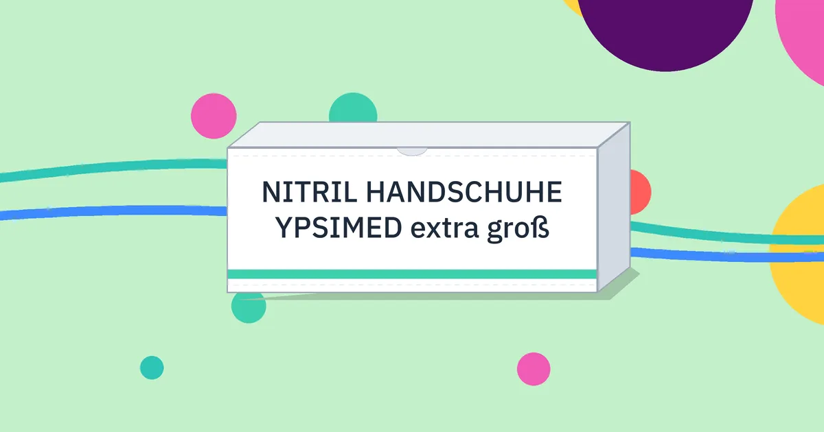 Symbolbild: Packung mit der Aufschrift NITRIL HANDSCHUHE YPSIMED extra groß (PZN 03172658) – Verfügbarkeit und Bezug in Apotheken in Frankfurt am Main