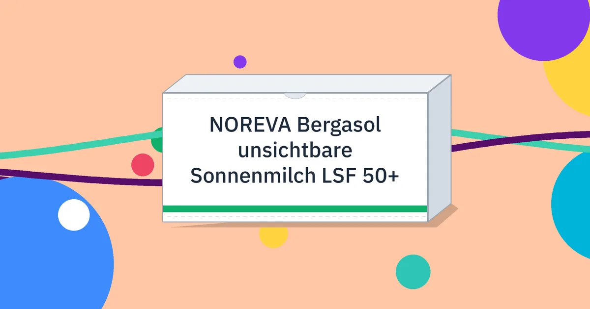 Symbolbild: Packung mit der Aufschrift NOREVA Bergasol unsichtbare Sonnenmilch LSF 50+ (PZN 20646023) – Verfügbarkeit und Bezug in Apotheken in Frankfurt am Main