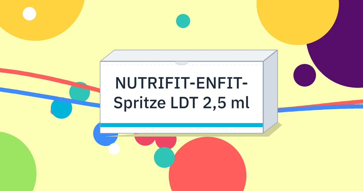 Symbolbild: Packung mit der Aufschrift NUTRIFIT-ENFIT-Spritze LDT 2,5 ml (PZN 14187060) – Verfügbarkeit und Bezug in Apotheken in Frankfurt am Main
