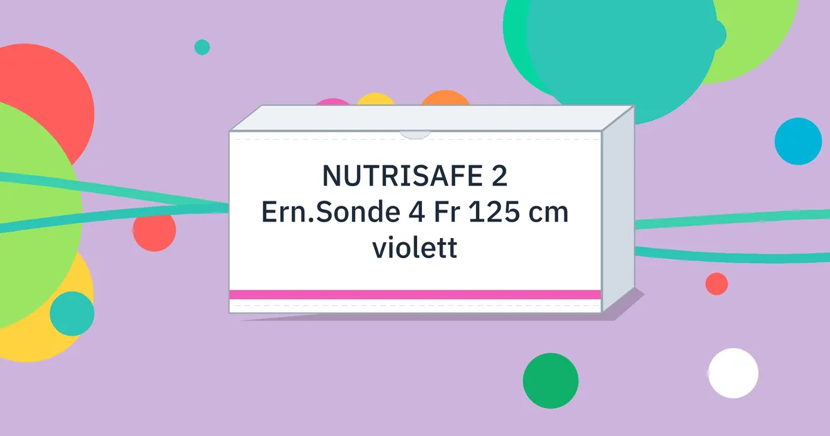 Symbolbild: Packung mit der Aufschrift NUTRISAFE 2 Ern.Sonde 4 Fr 125 cm violett (PZN 12907202) – Verfügbarkeit und Bezug in Apotheken in Frankfurt am Main