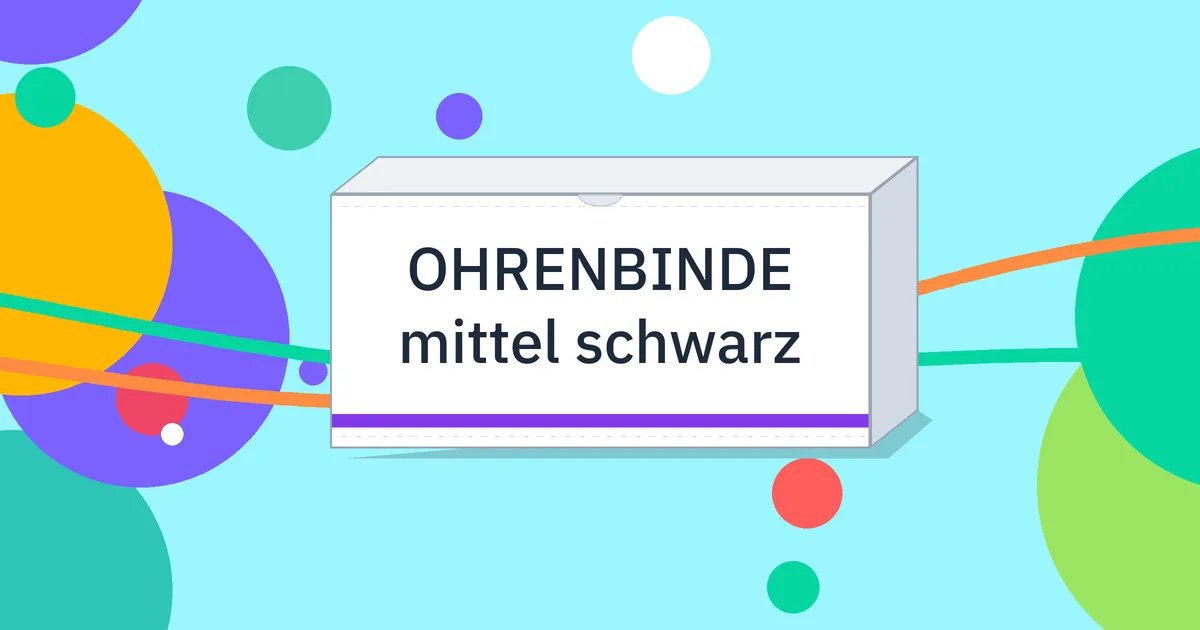 Symbolbild: Packung mit der Aufschrift OHRENBINDE mittel schwarz (PZN 14400559) – Verfügbarkeit und Bezug in Apotheken in Frankfurt am Main