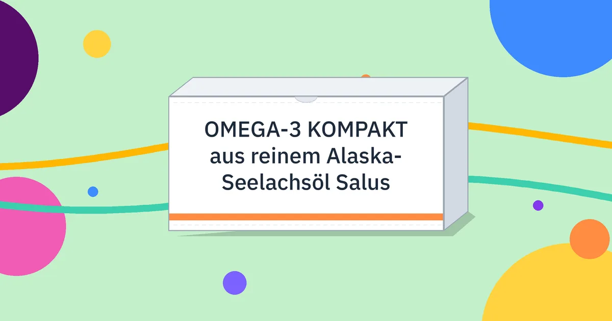 Symbolbild: Packung mit der Aufschrift OMEGA-3 KOMPAKT aus reinem Alaska-Seelachsöl Salus (PZN 16151445) – Verfügbarkeit und Bezug in Apotheken in Frankfurt am Main