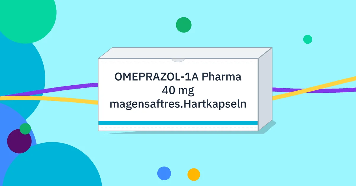 Symbolbild: Packung mit der Aufschrift OMEPRAZOL-1A Pharma 40 mg magensaftres.Hartkapseln (PZN 04778593) – Verfügbarkeit und Bezug in Apotheken in Frankfurt am Main
