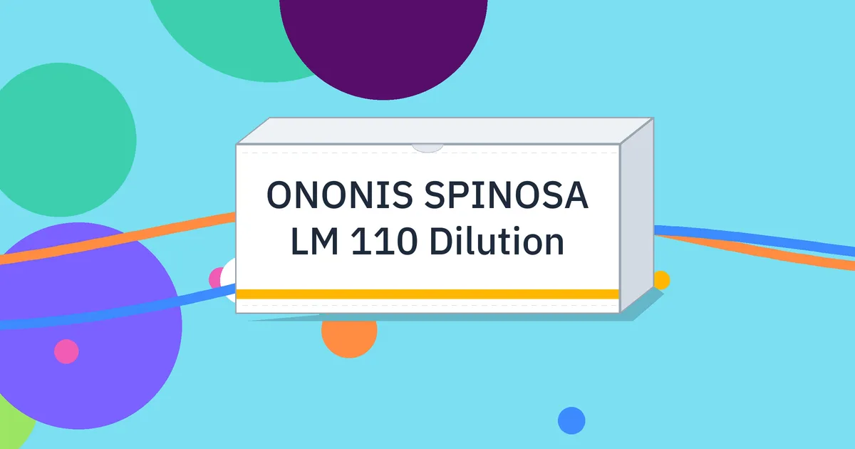 Symbolbild: Packung mit der Aufschrift ONONIS SPINOSA LM 110 Dilution (PZN 13625983) – Verfügbarkeit und Bezug in Apotheken in Frankfurt am Main