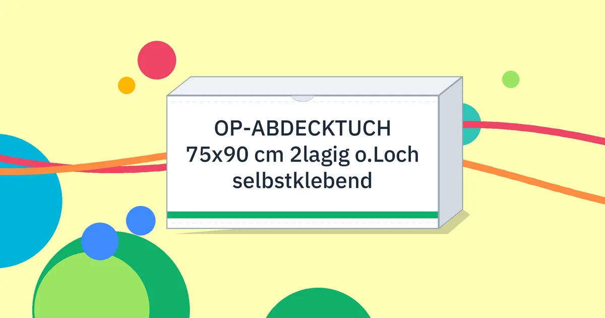 Symbolbild: Packung mit der Aufschrift OP-ABDECKTUCH 75x90 cm 2lagig o.Loch selbstklebend (PZN 15993544) – Verfügbarkeit und Bezug in Apotheken in Frankfurt am Main