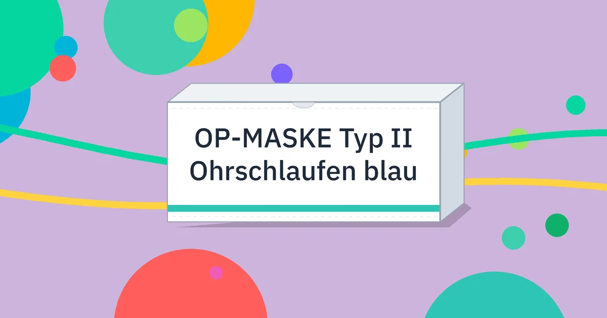 Symbolbild: Packung mit der Aufschrift OP-MASKE Typ II Ohrschlaufen blau (PZN 20393332) – Verfügbarkeit und Bezug in Apotheken in Frankfurt am Main