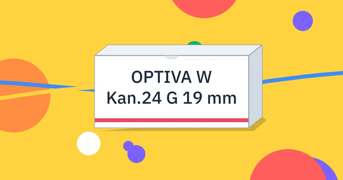 Symbolbild: Packung mit der Aufschrift OPTIVA W Kan.24 G 19 mm (PZN 00912379) – Verfügbarkeit und Bezug in Apotheken in Frankfurt am Main