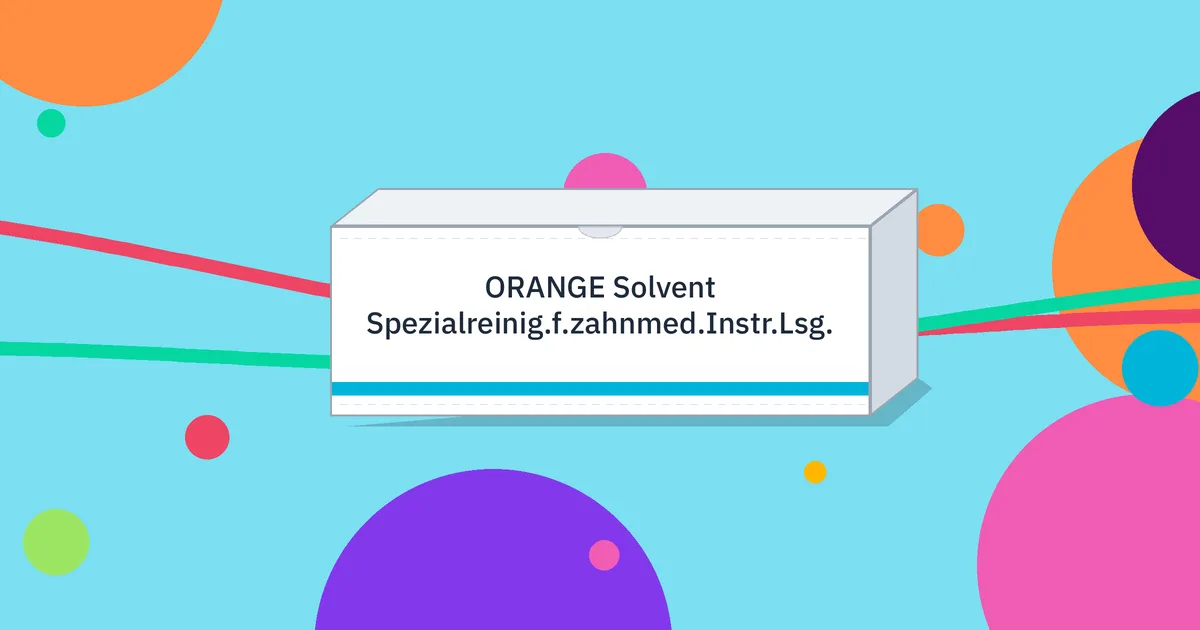 Symbolbild: Packung mit der Aufschrift ORANGE Solvent Spezialreinig.f.zahnmed.Instr.Lsg. (PZN 00792337) – Verfügbarkeit und Bezug in Apotheken in Frankfurt am Main