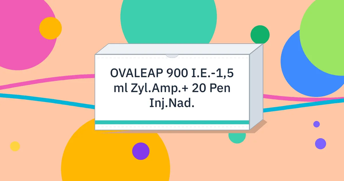 Symbolbild: Packung mit der Aufschrift OVALEAP 900 I.E.-1,5 ml Zyl.Amp.+ 20 Pen Inj.Nad. (PZN 17524210) – Verfügbarkeit und Bezug in Apotheken in Frankfurt am Main