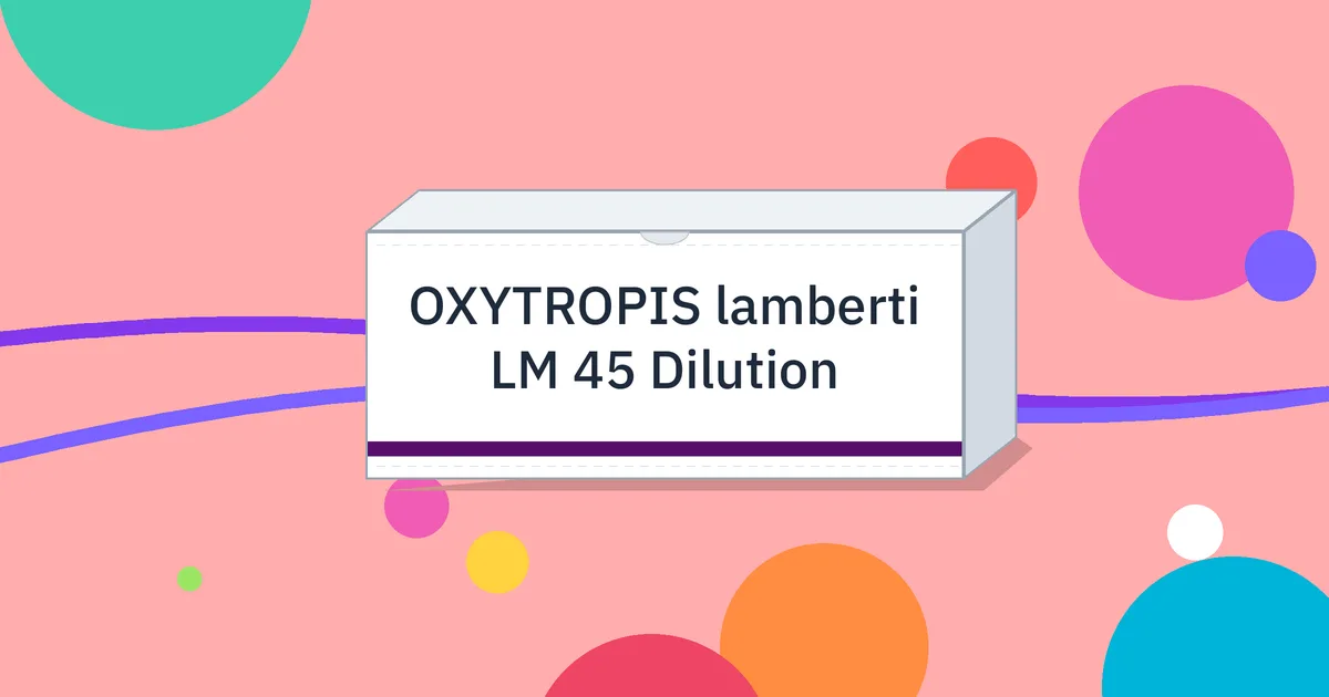 Symbolbild: Packung mit der Aufschrift OXYTROPIS lamberti LM 45 Dilution (PZN 13630122) – Verfügbarkeit und Bezug in Apotheken in Frankfurt am Main