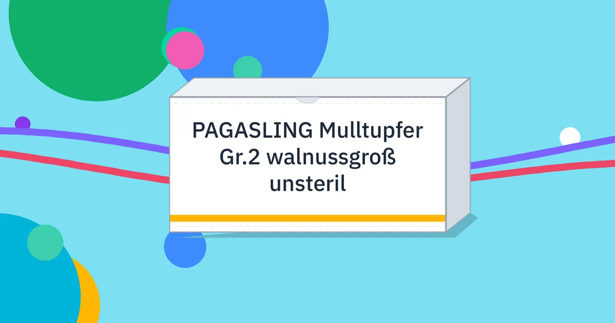 Symbolbild: Packung mit der Aufschrift PAGASLING Mulltupfer Gr.2 walnussgroß unsteril (PZN 16327588) – Verfügbarkeit und Bezug in Apotheken in Frankfurt am Main