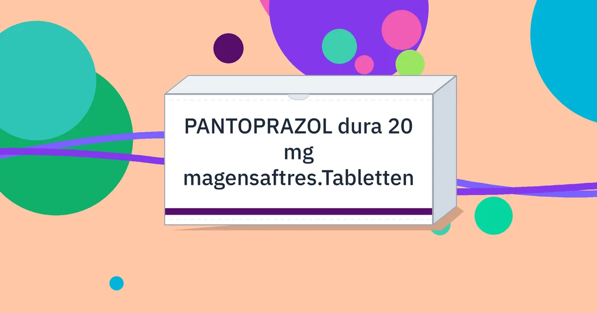 Symbolbild: Packung mit der Aufschrift PANTOPRAZOL dura 20 mg magensaftres.Tabletten (PZN 09155744) – Verfügbarkeit und Bezug in Apotheken in Frankfurt am Main