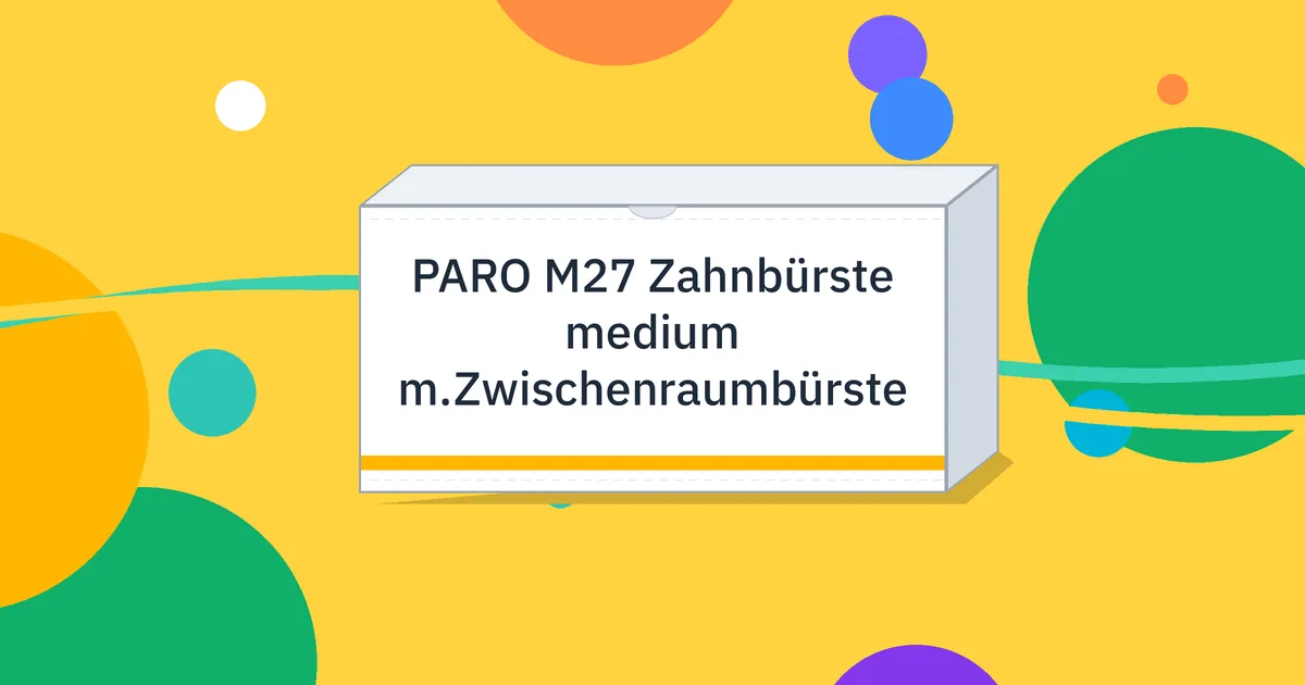 Symbolbild: Packung mit der Aufschrift PARO M27 Zahnbürste medium m.Zwischenraumbürste (PZN 17372013) – Verfügbarkeit und Bezug in Apotheken in Frankfurt am Main