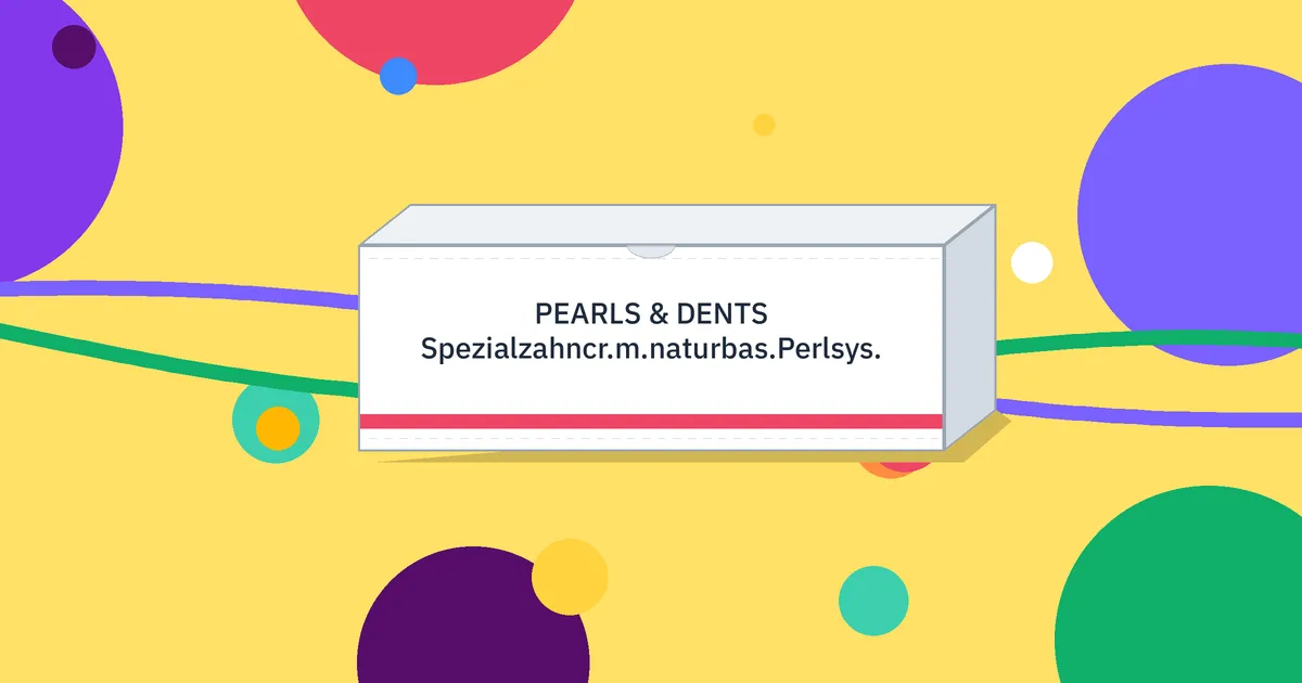 Symbolbild: Packung mit der Aufschrift PEARLS & DENTS Spezialzahncr.m.naturbas.Perlsys. (PZN 10537936) – Verfügbarkeit und Bezug in Apotheken in Frankfurt am Main