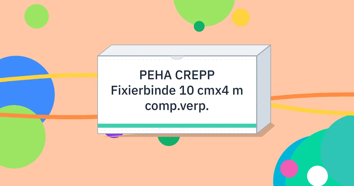 Symbolbild: Packung mit der Aufschrift PEHA CREPP Fixierbinde 10 cmx4 m comp.verp. (PZN 03993579) – Verfügbarkeit und Bezug in Apotheken in Frankfurt am Main