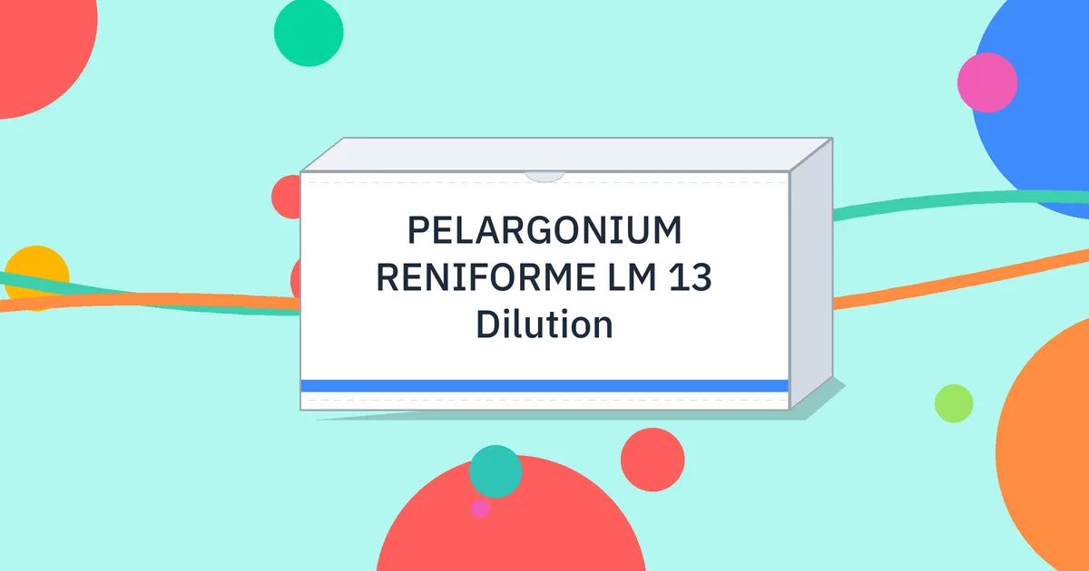 Symbolbild: Packung mit der Aufschrift PELARGONIUM RENIFORME LM 13 Dilution (PZN 13633250) – Verfügbarkeit und Bezug in Apotheken in Frankfurt am Main