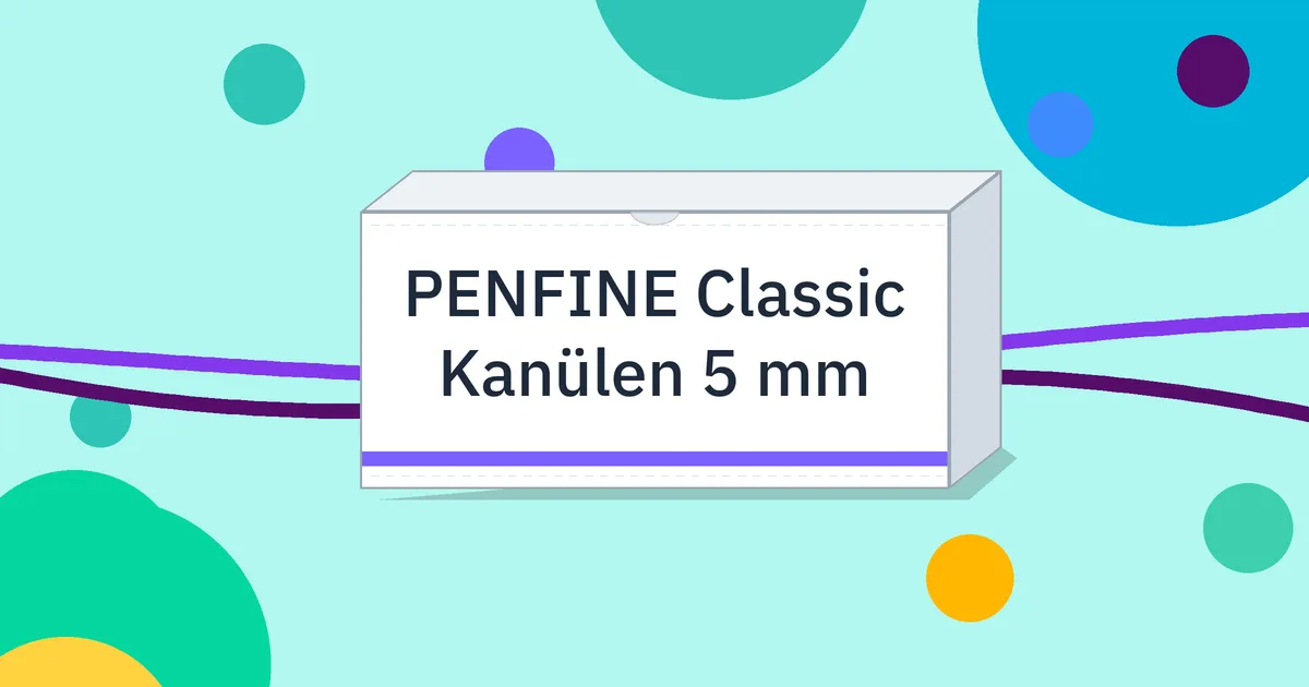 Symbolbild: Packung mit der Aufschrift PENFINE Classic Kanülen 5 mm (PZN 14414248) – Verfügbarkeit und Bezug in Apotheken in Frankfurt am Main