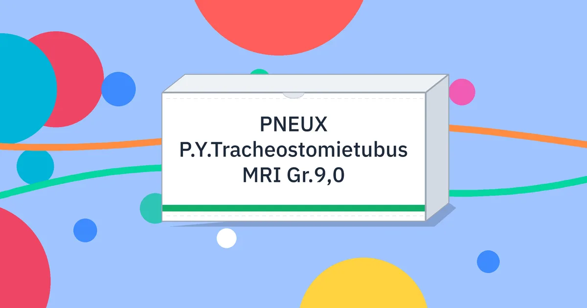 Symbolbild: Packung mit der Aufschrift PNEUX P.Y.Tracheostomietubus MRI Gr.9,0 (PZN 14165874) – Verfügbarkeit und Bezug in Apotheken in Frankfurt am Main