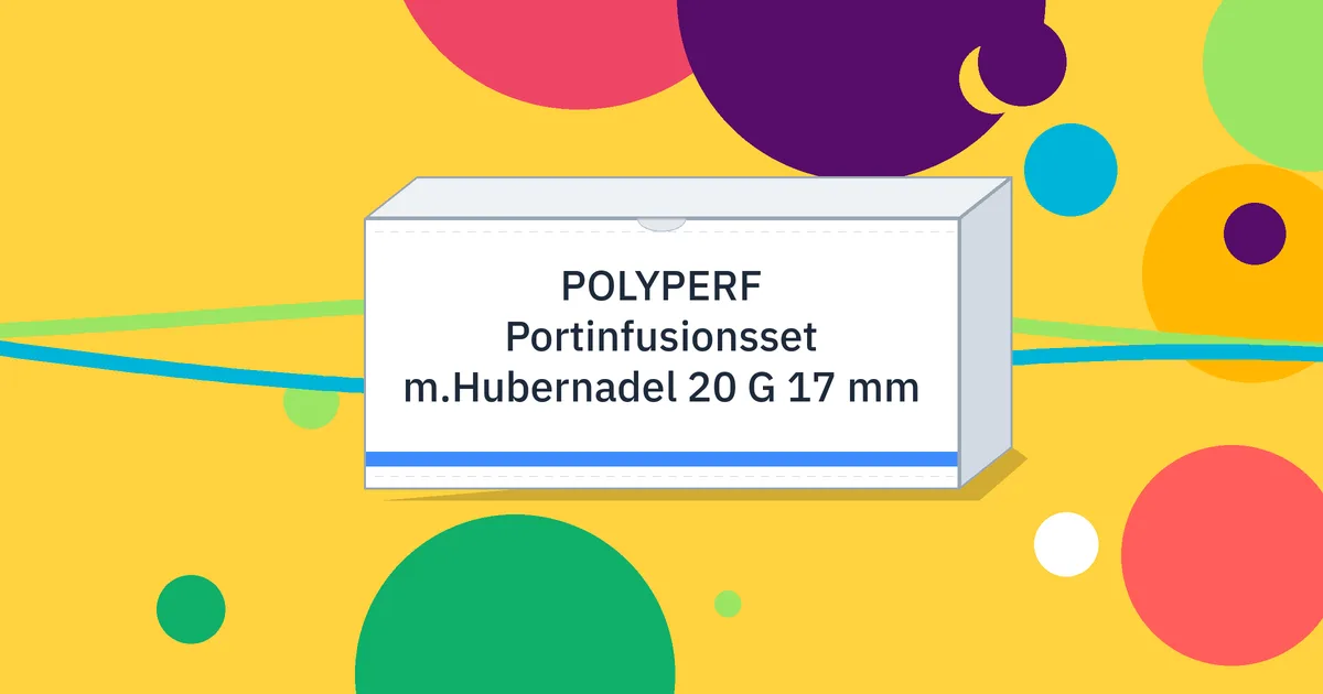 Symbolbild: Packung mit der Aufschrift POLYPERF Portinfusionsset m.Hubernadel 20 G 17 mm (PZN 17527898) – Verfügbarkeit und Bezug in Apotheken in Frankfurt am Main