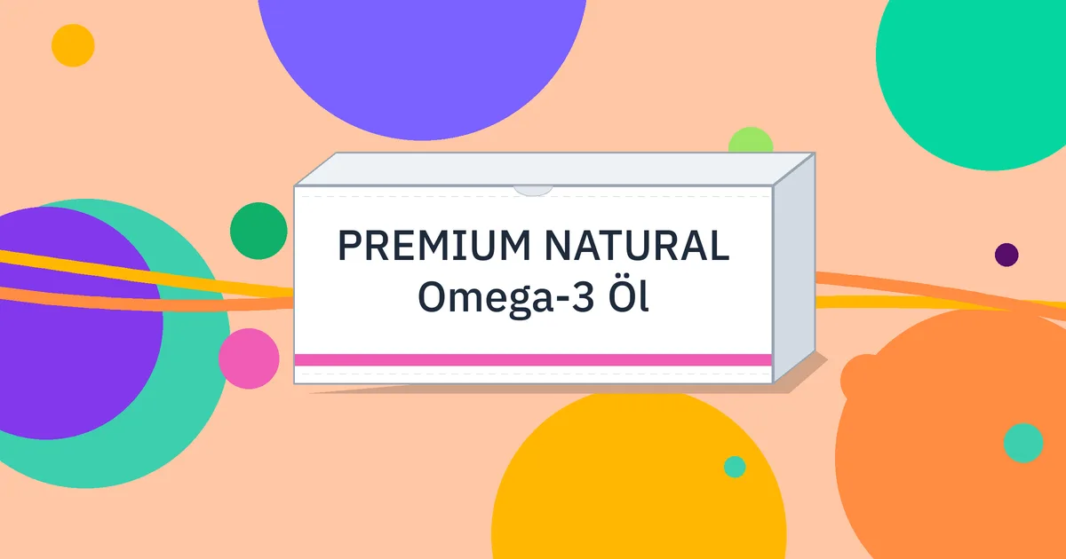 Symbolbild: Packung mit der Aufschrift PREMIUM NATURAL Omega-3 Öl (PZN 19778015) – Verfügbarkeit und Bezug in Apotheken in Frankfurt am Main