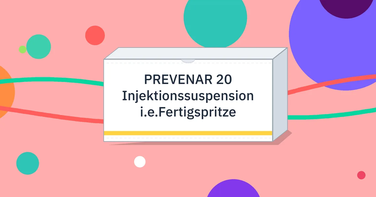 Symbolbild: Packung mit der Aufschrift PREVENAR 20 Injektionssuspension i.e.Fertigspritze (PZN 19182021) – Verfügbarkeit und Bezug in Apotheken in Frankfurt am Main