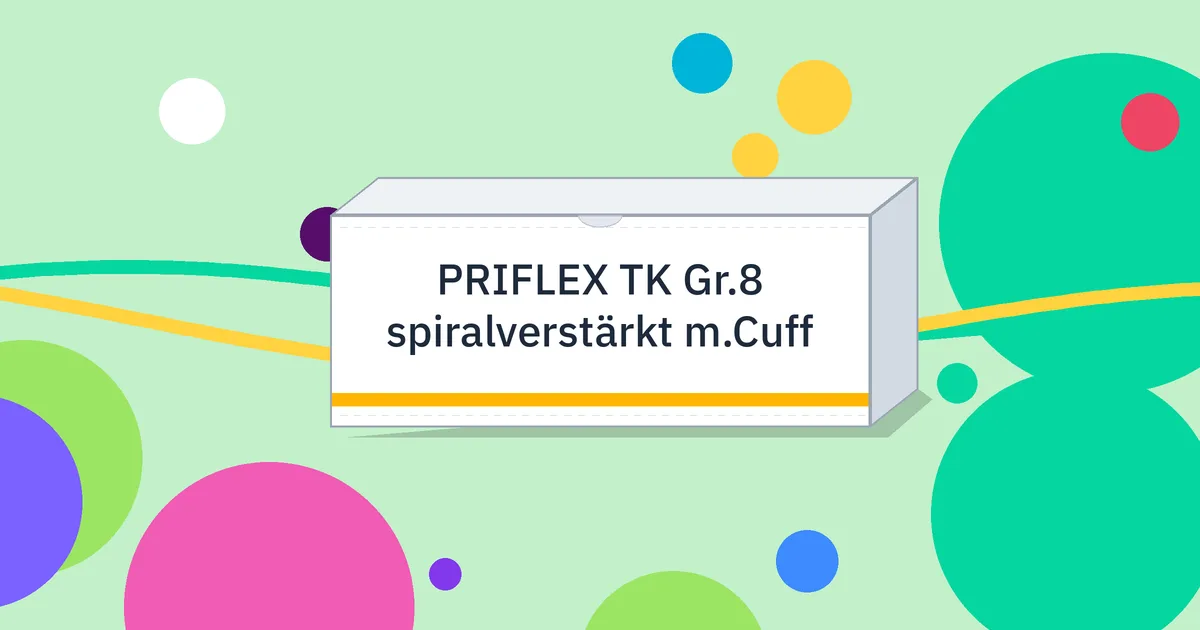 Symbolbild: Packung mit der Aufschrift PRIFLEX TK Gr.8 spiralverstärkt m.Cuff (PZN 10287557) – Verfügbarkeit und Bezug in Apotheken in Frankfurt am Main