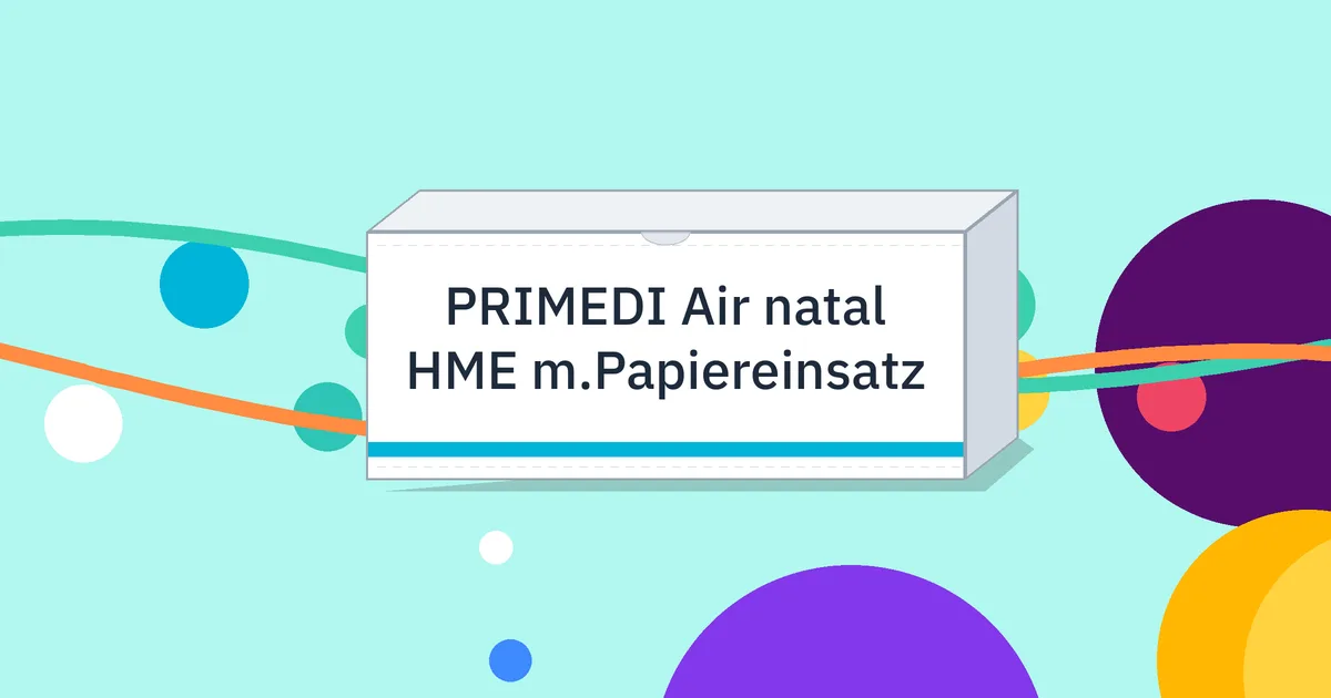 Symbolbild: Packung mit der Aufschrift PRIMEDI Air natal HME m.Papiereinsatz (PZN 10780513) – Verfügbarkeit und Bezug in Apotheken in Frankfurt am Main