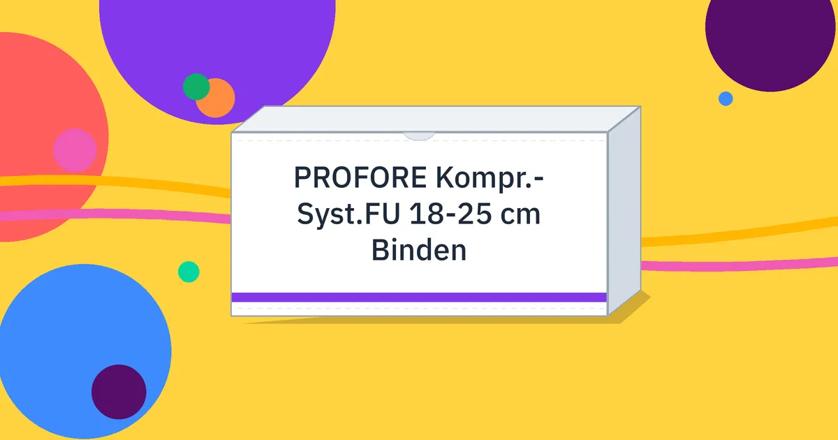 Symbolbild: Packung mit der Aufschrift PROFORE Kompr.-Syst.FU 18-25 cm Binden (PZN 05526072) – Verfügbarkeit und Bezug in Apotheken in Frankfurt am Main
