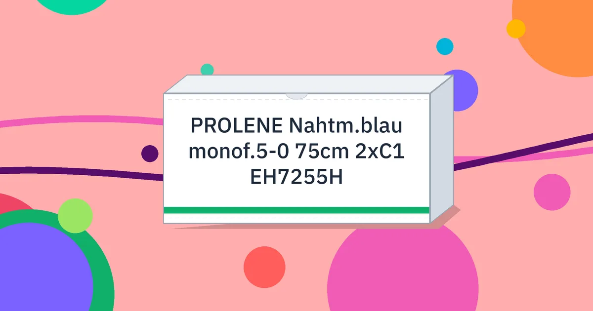 Symbolbild: Packung mit der Aufschrift PROLENE Nahtm.blau monof.5-0 75cm 2xC1 EH7255H (PZN 20173406) – Verfügbarkeit und Bezug in Apotheken in Frankfurt am Main
