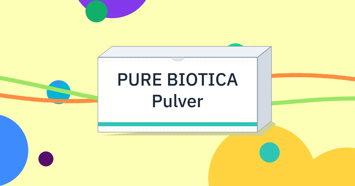 Symbolbild: Packung mit der Aufschrift PURE BIOTICA Pulver (PZN 20927265) – Verfügbarkeit und Bezug in Apotheken in Frankfurt am Main