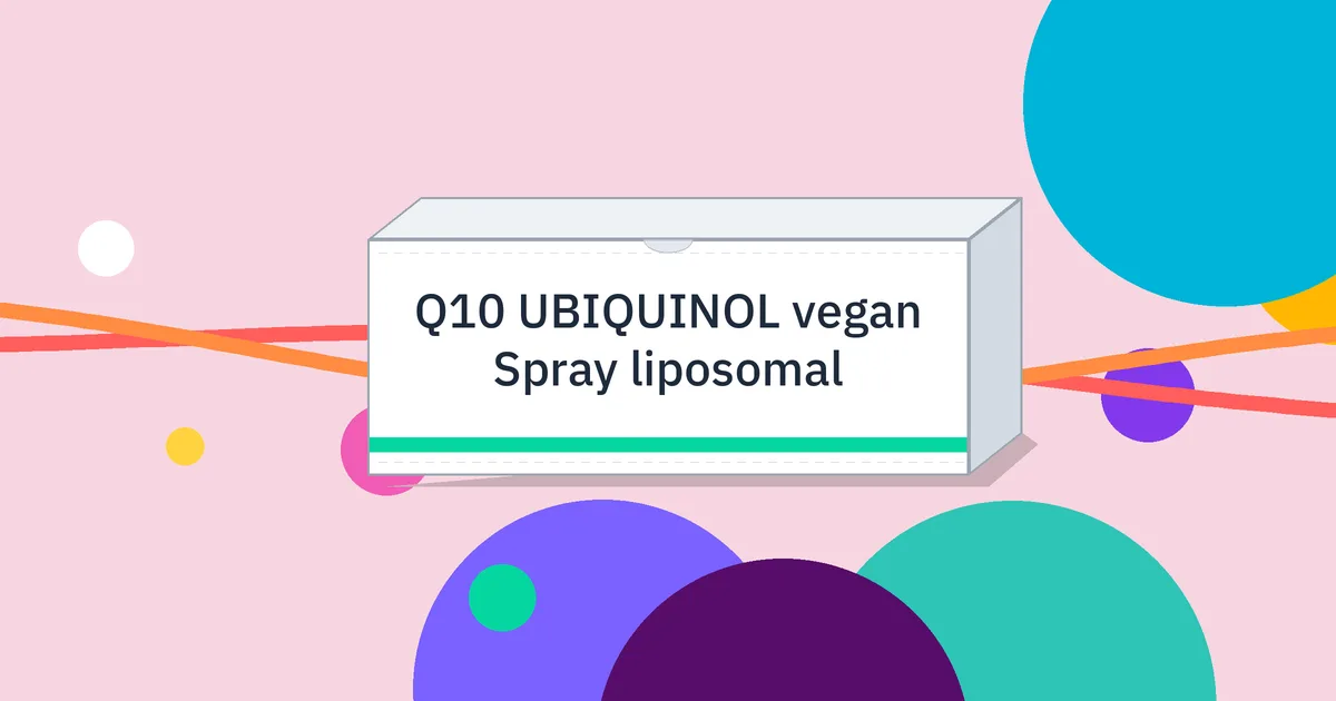Symbolbild: Packung mit der Aufschrift Q10 UBIQUINOL vegan Spray liposomal (PZN 19688938) – Verfügbarkeit und Bezug in Apotheken in Frankfurt am Main