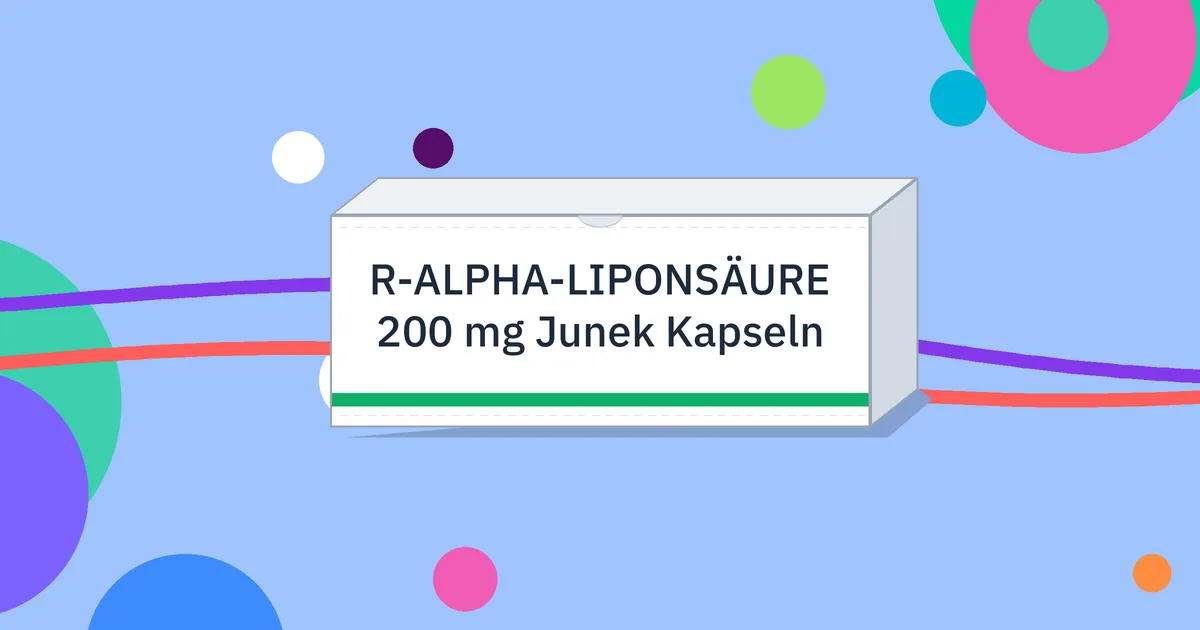 Symbolbild: Packung mit der Aufschrift R-ALPHA-LIPONSÄURE 200 mg Junek Kapseln (PZN 16235136) – Verfügbarkeit und Bezug in Apotheken in Frankfurt am Main
