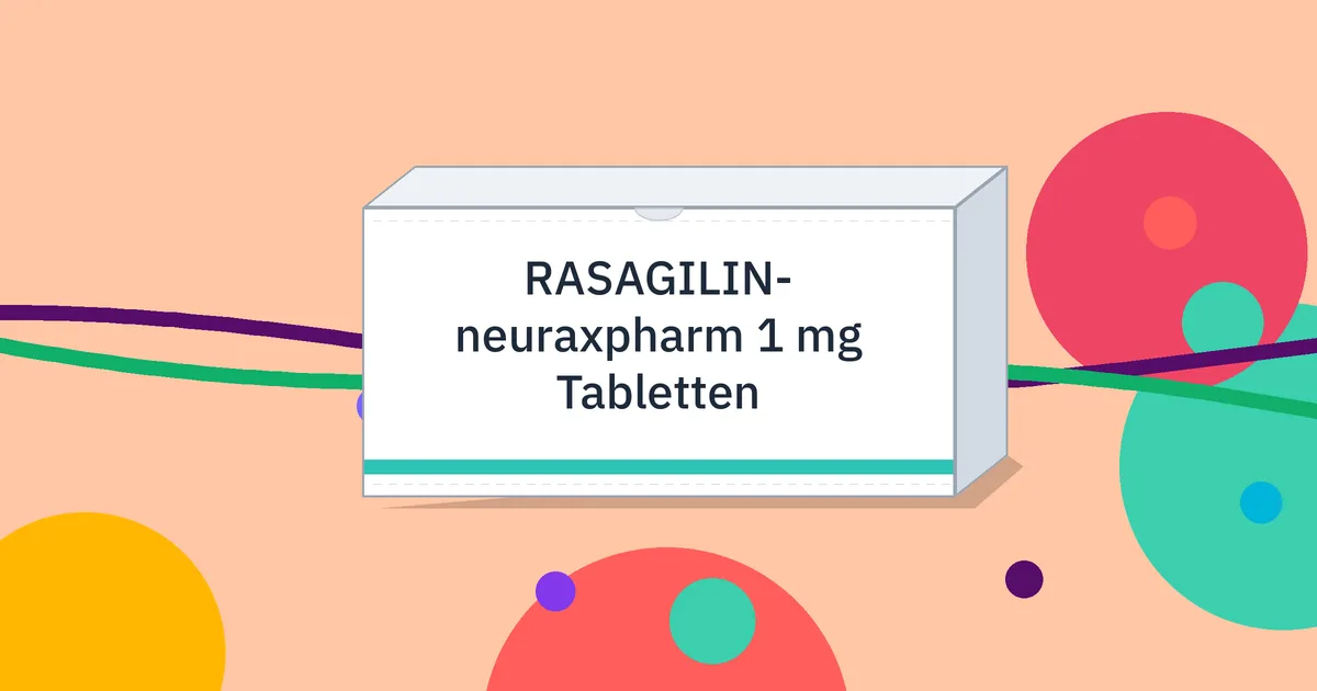 Symbolbild: Packung mit der Aufschrift RASAGILIN-neuraxpharm 1 mg Tabletten (PZN 11332449) – Verfügbarkeit und Bezug in Apotheken in Frankfurt am Main