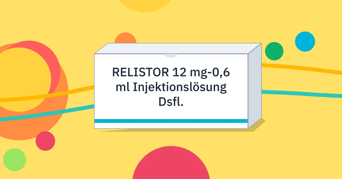 Symbolbild: Packung mit der Aufschrift RELISTOR 12 mg-0,6 ml Injektionslösung Dsfl. (PZN 19863904) – Verfügbarkeit und Bezug in Apotheken in Frankfurt am Main
