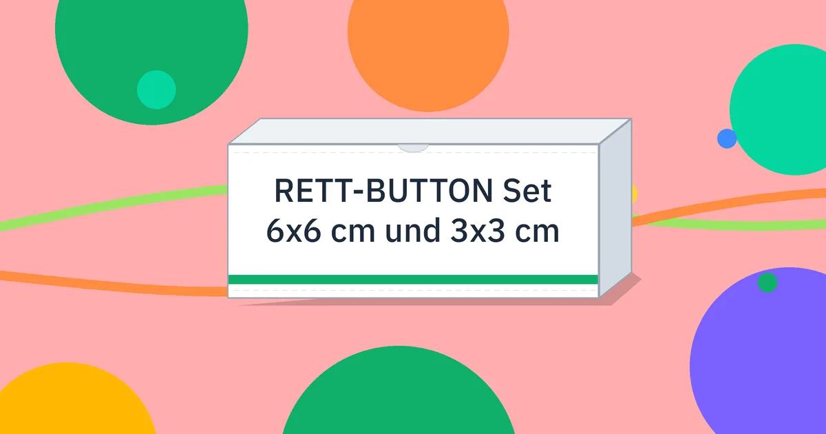 Symbolbild: Packung mit der Aufschrift RETT-BUTTON Set 6x6 cm und 3x3 cm (PZN 18795566) – Verfügbarkeit und Bezug in Apotheken in Frankfurt am Main