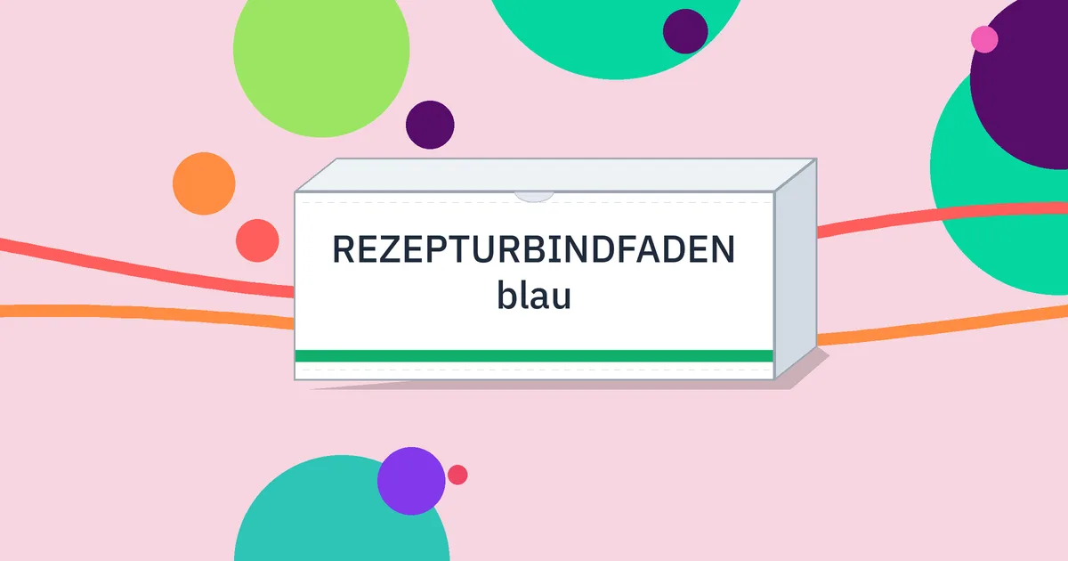 Symbolbild: Packung mit der Aufschrift REZEPTURBINDFADEN blau (PZN 01735465) – Verfügbarkeit und Bezug in Apotheken in Frankfurt am Main