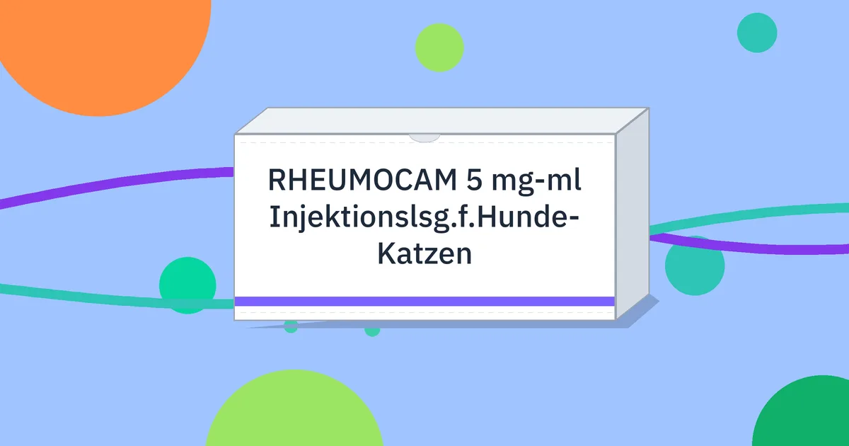 Symbolbild: Packung mit der Aufschrift RHEUMOCAM 5 mg-ml Injektionslsg.f.Hunde-Katzen (PZN 18044400) – Verfügbarkeit und Bezug in Apotheken in Frankfurt am Main