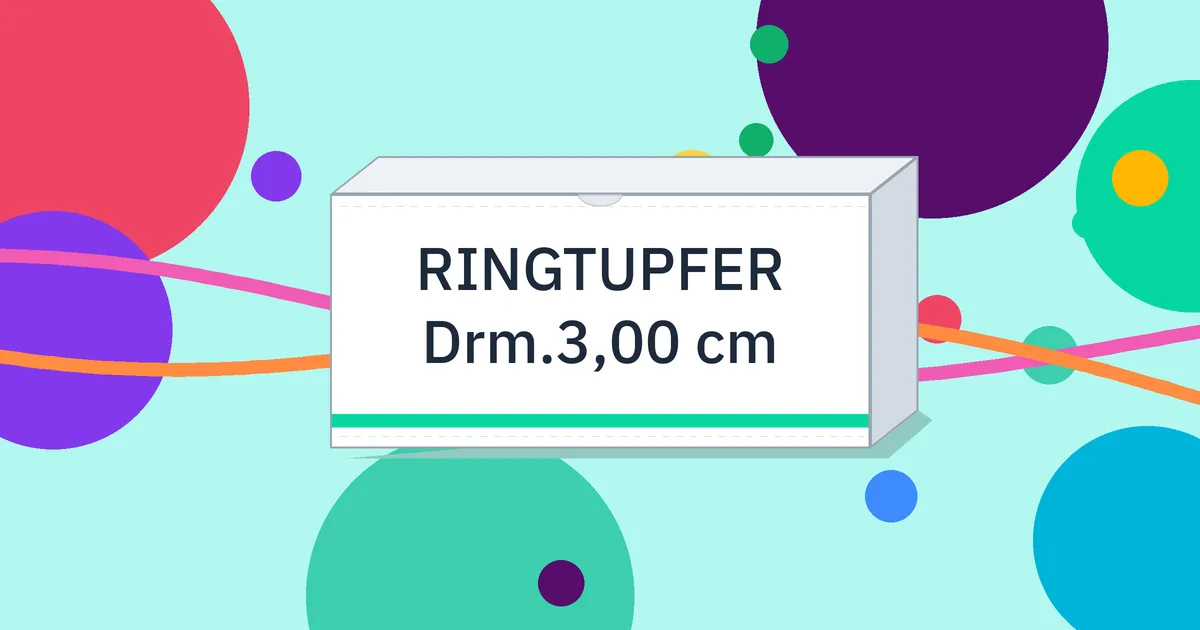 Symbolbild: Packung mit der Aufschrift RINGTUPFER Drm.3,00 cm (PZN 06607631) – Verfügbarkeit und Bezug in Apotheken in Frankfurt am Main