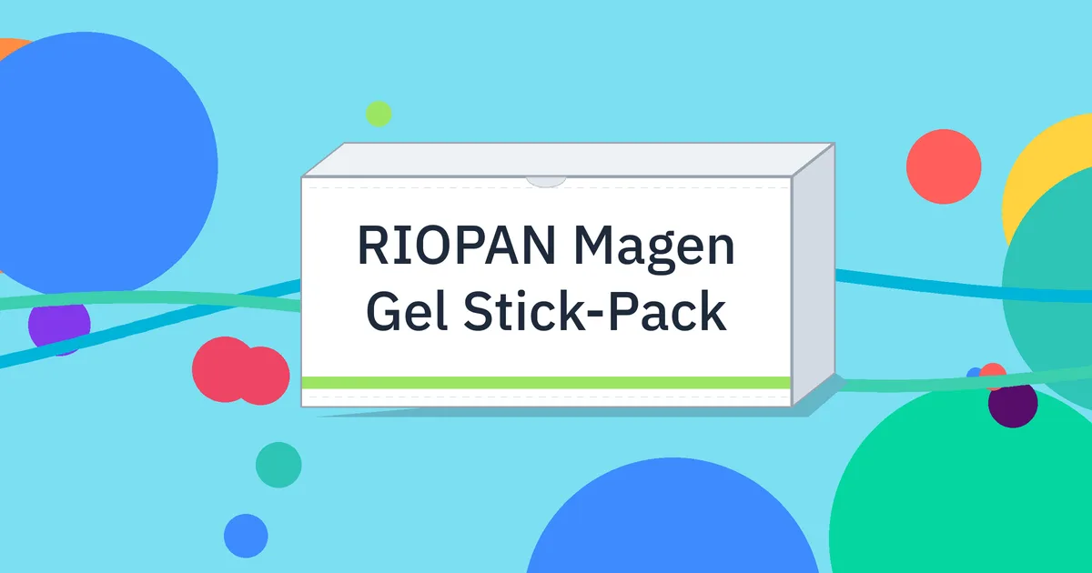 Symbolbild: Packung mit der Aufschrift RIOPAN Magen Gel Stick-Pack (PZN 08592945) – Verfügbarkeit und Bezug in Apotheken in Frankfurt am Main